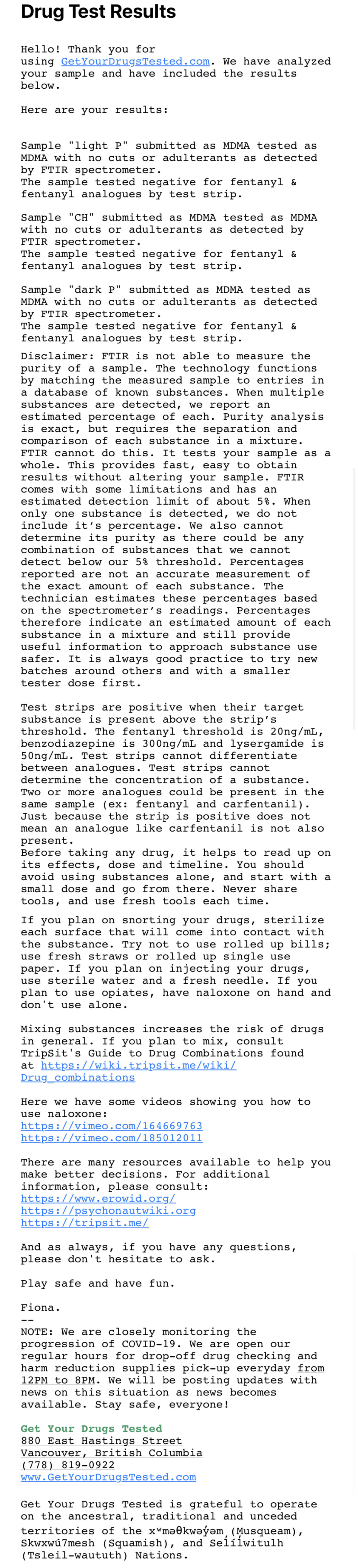 Lab Test Results - Pure MDMA Love - The Truth About MDMA
